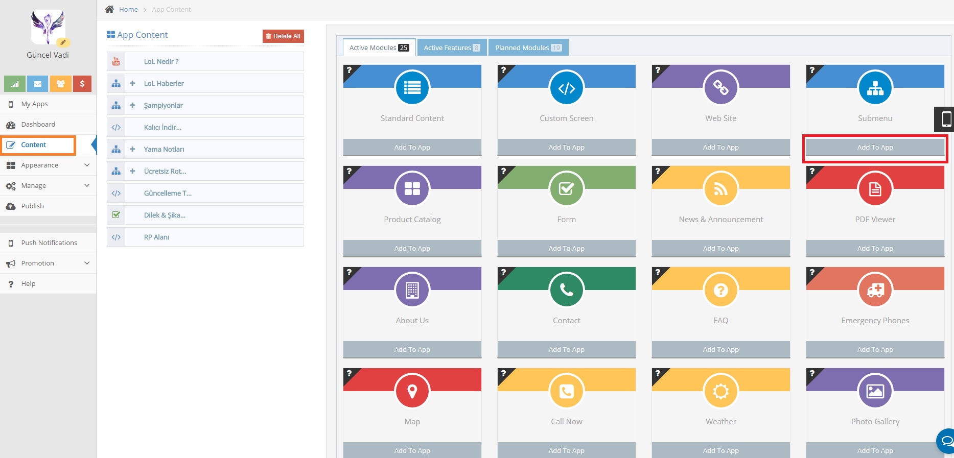 How To Add A Sub Menu To My App Mobiroller Knowledge Base