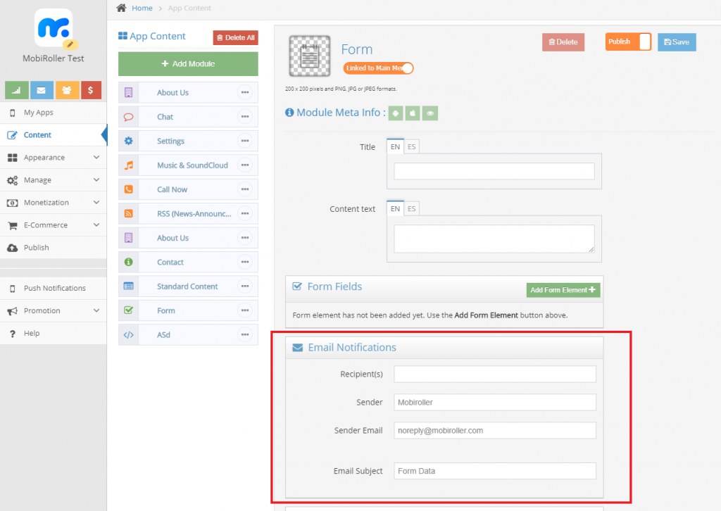Entered Form Data Does Not Reach Mail Address - Mobiroller Knowledge Base