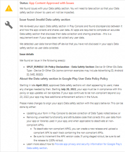 How to Fix Google Play's Data Safety Form Error? - Mobiroller Knowledge Base