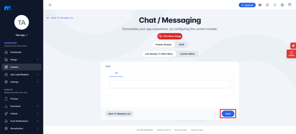 Chat/Messaging Module - Configuring Firebase Settings - Mobiroller Knowledge Base