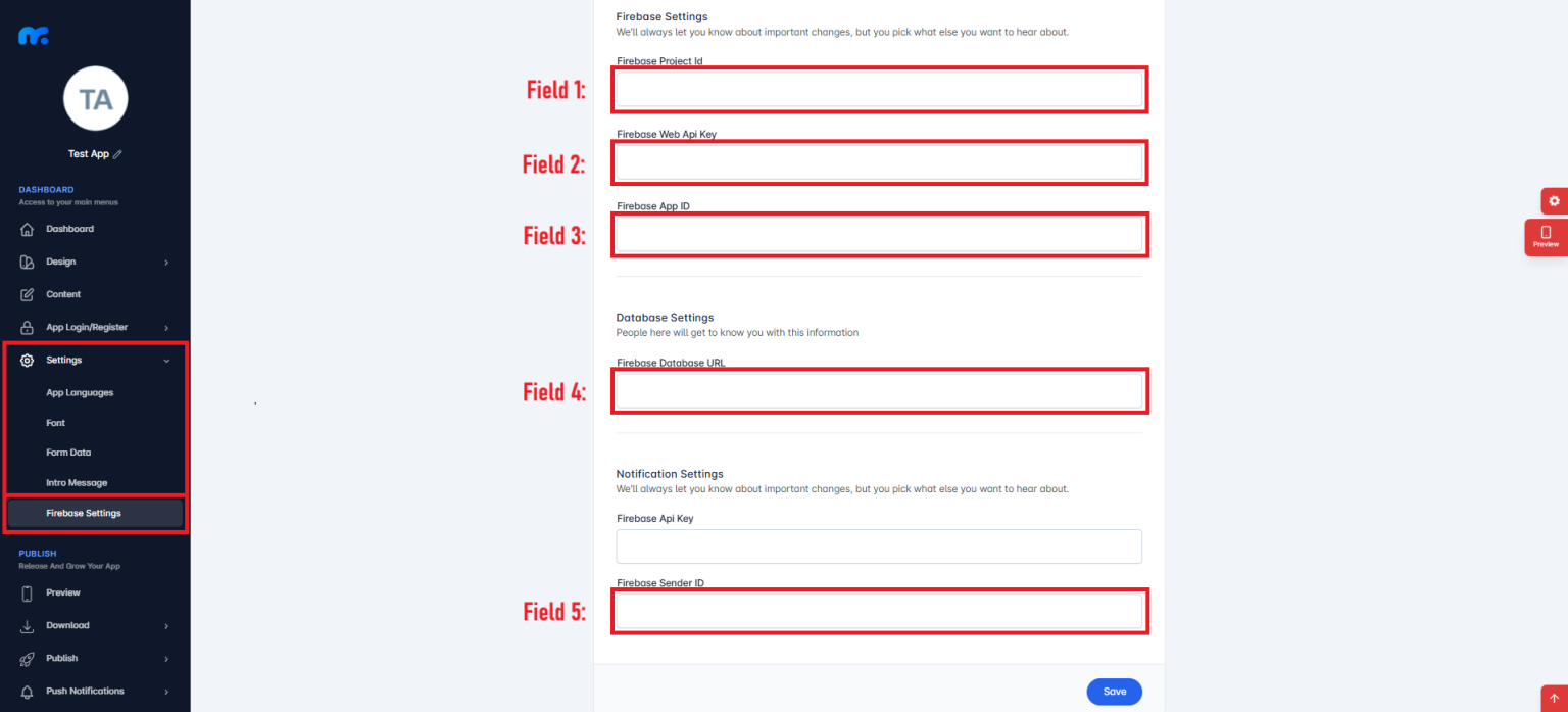 Chat/Messaging Module - Configuring Firebase Settings - Mobiroller Knowledge Base