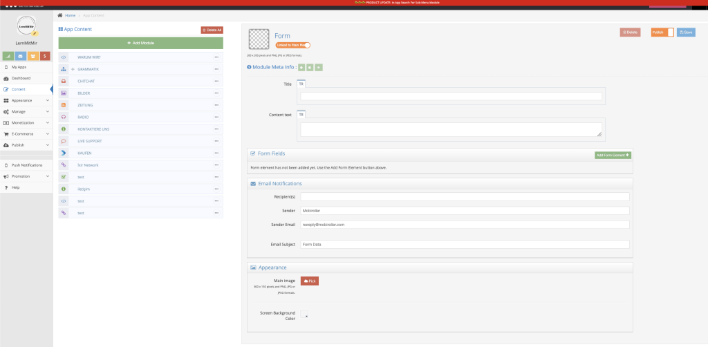 Form Module - Mobiroller Knowledge Base