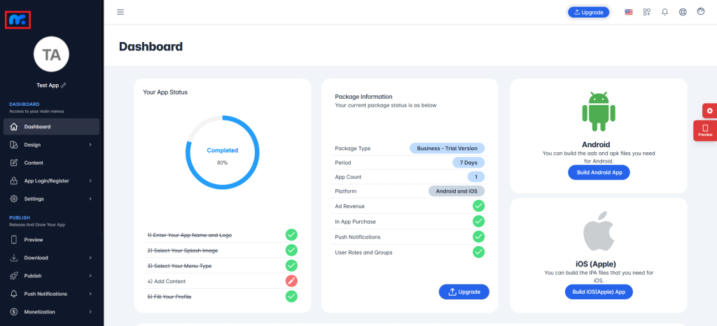Step 1: Sign-Up and Create Your First App - Mobiroller Knowledge Base